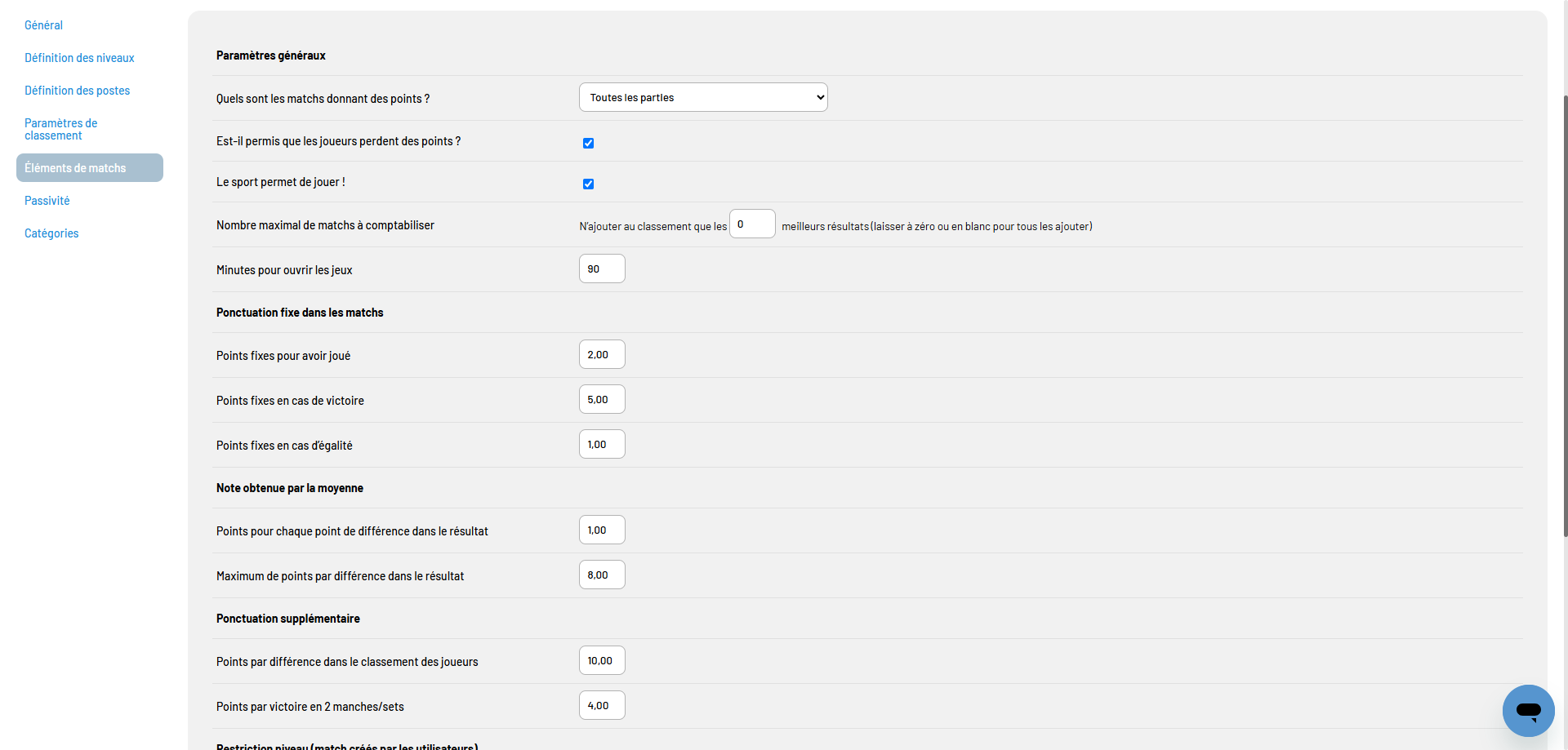 Comment configurer le score des parties – TPC Matchpoint
