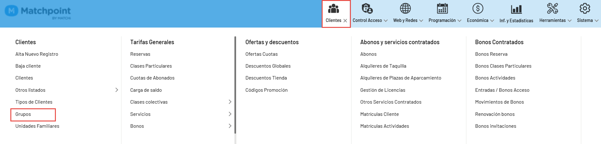 Cómo creamos distintos tipos de clientes y grupos – TPC Matchpoint