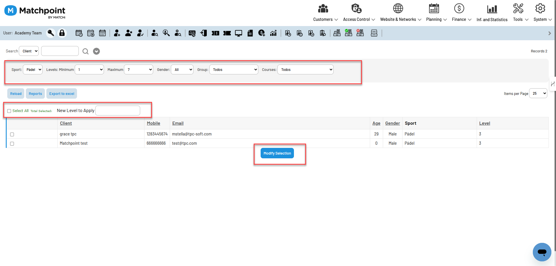 How to massively change your players' level – TPC Matchpoint