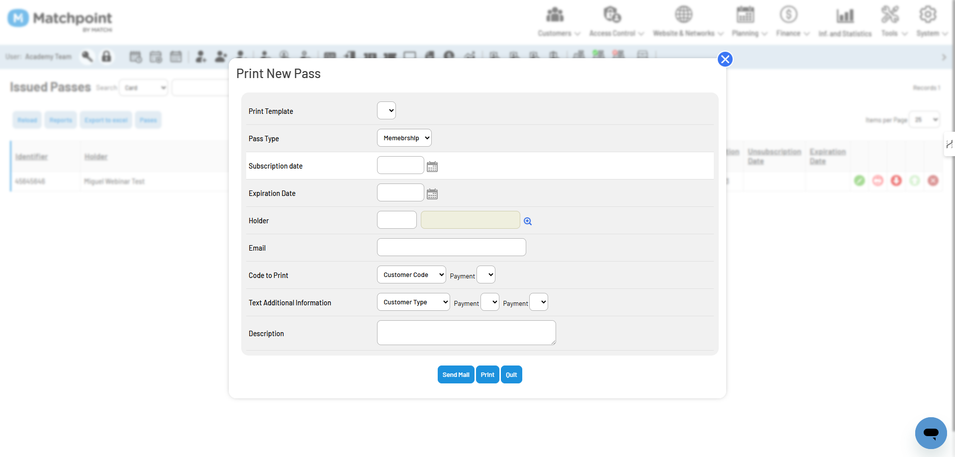 How to print access cards – TPC Matchpoint