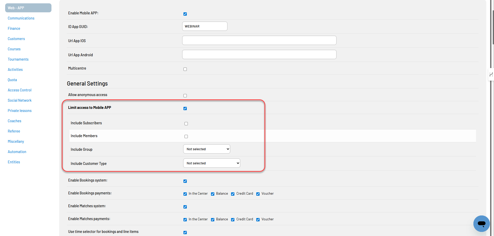How to state which users can access to the mobile app – TPC Matchpoint