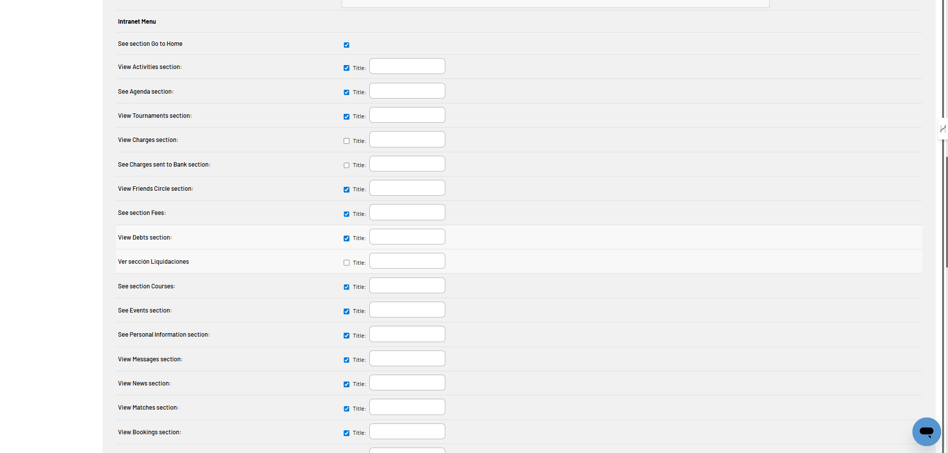 How to configure the users' private area in the web – TPC Matchpoint