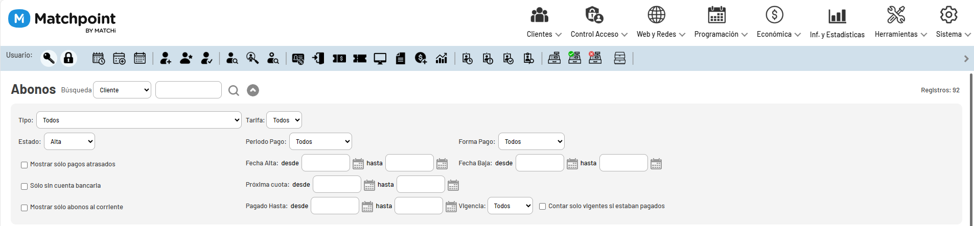 Control y gestión de las cuotas – TPC Matchpoint
