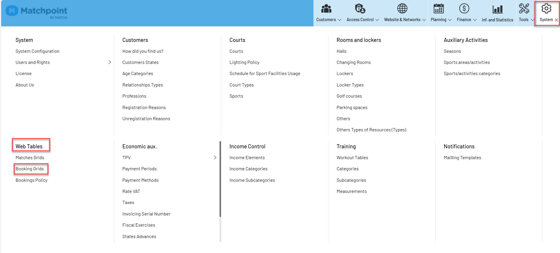 How to create booking tables for the web – TPC Matchpoint